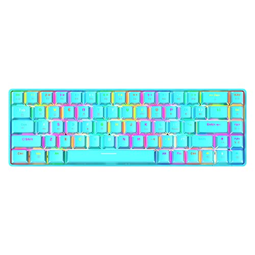 Qksky Wired Gaming Mechanical Keyboard 68 Key LED Backlit Two-Color Injection Luminous Keyboard for Laptop and Gamer Pro 68 Key Gaming Keyboard USB