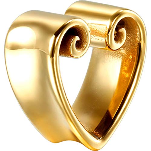 COOEAR 1 Pair Heart Ear Gauges, Upgrade Tunnels Piercing Plugs 2g, 00g to 30mm Expander Steel Stretchers Gift Packing.