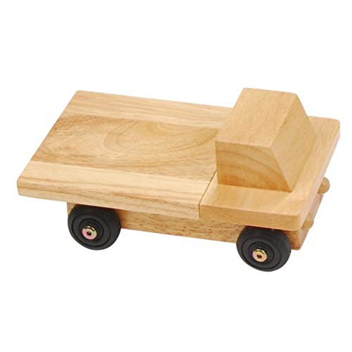 Constructive Playthings Set of 3 Solid Hardwood 9" - 10" L. Trucks with 2" Non-Marring Rubber Wheels and Steal Axels for Ages 3 Years and Up