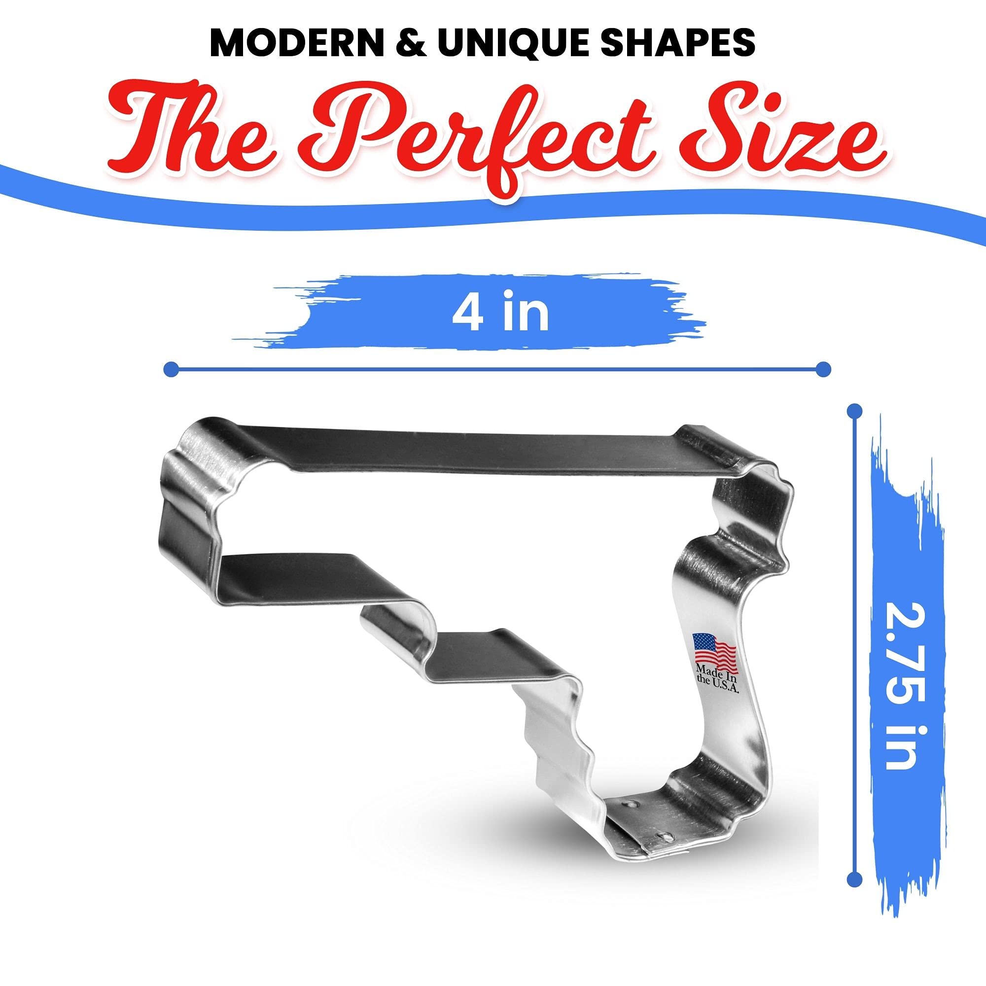 Hand Gun Cookie Cutter 4 Inch - Made in the USA – Foose Cookie Cutters Tin Plated Steel Hand Gun Cookie Mold