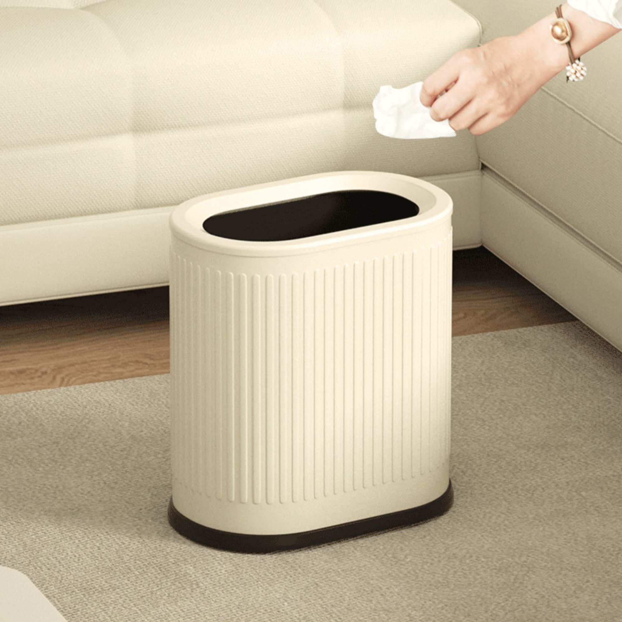 IVTUVTI Slim Bathroom Trash Can, 1.6 Gallon Garbage Can with Inner Barrel, Small Stainless Steel Wastebasket, Garbage Container Bin Waste Bin for Kitchen, Home, Office, Bedroom