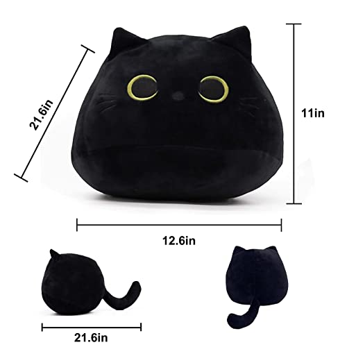 Yoruii Black Cat Plush Toy Black Cat Pillow, 21.6 Inch Creative Cat Shape Pillow, Cute Cat Plush Toys, Stuffed Animal Pillow, Cat Plush Toy Pillow for Valentines Birthday Gift