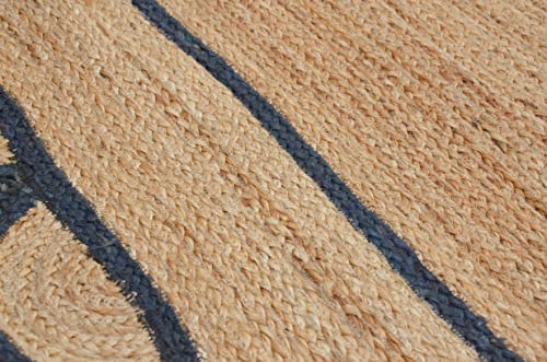 Gautam International Scallop Pattern Jute Bohemian Area Rug (2'x3', Navy)