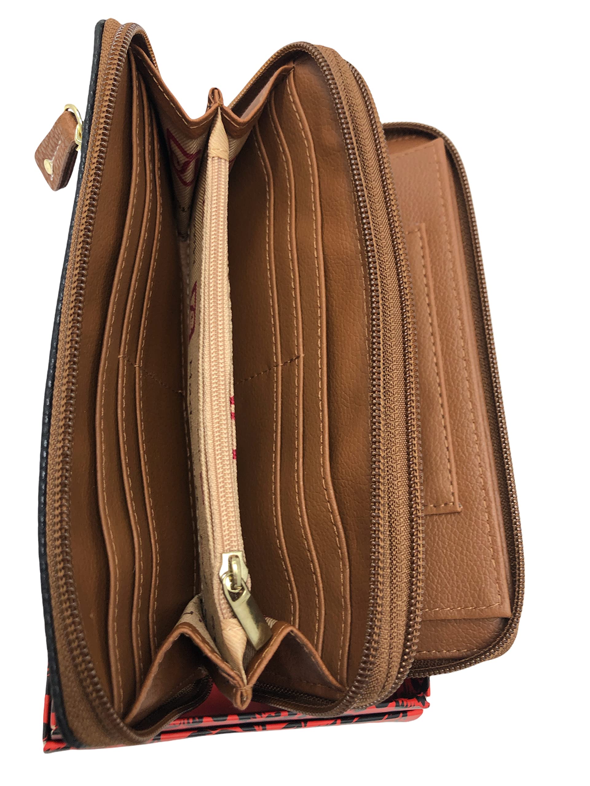 Stone Mountain Large Leather Zip Around Black/Brown Pebble Wristlet Wallet | 8X 1.5 X 4 inch