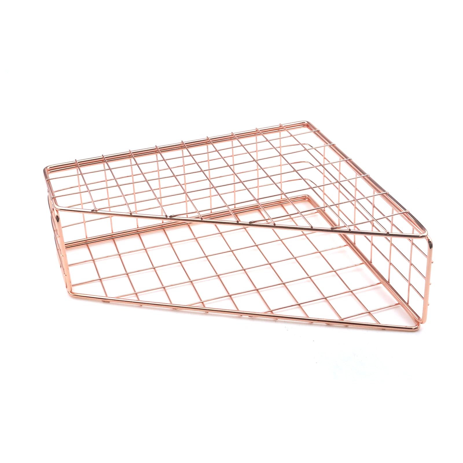 Coshar Minimalist File Holder Metal Wires Magazine Organizer Document Rack Letter File Storage Organizer Desktop Accessory - Rose Gold