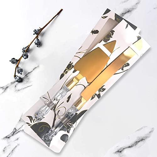 dadop Wedding Cake Knife and Server Set - Stainless Steel Serving Utensils Cake Pizza Pie Cutter Tart Dessert Slicer Perfect for Wedding, Birthday, Parties and Events, 2 Set by Faux Crystal Handle