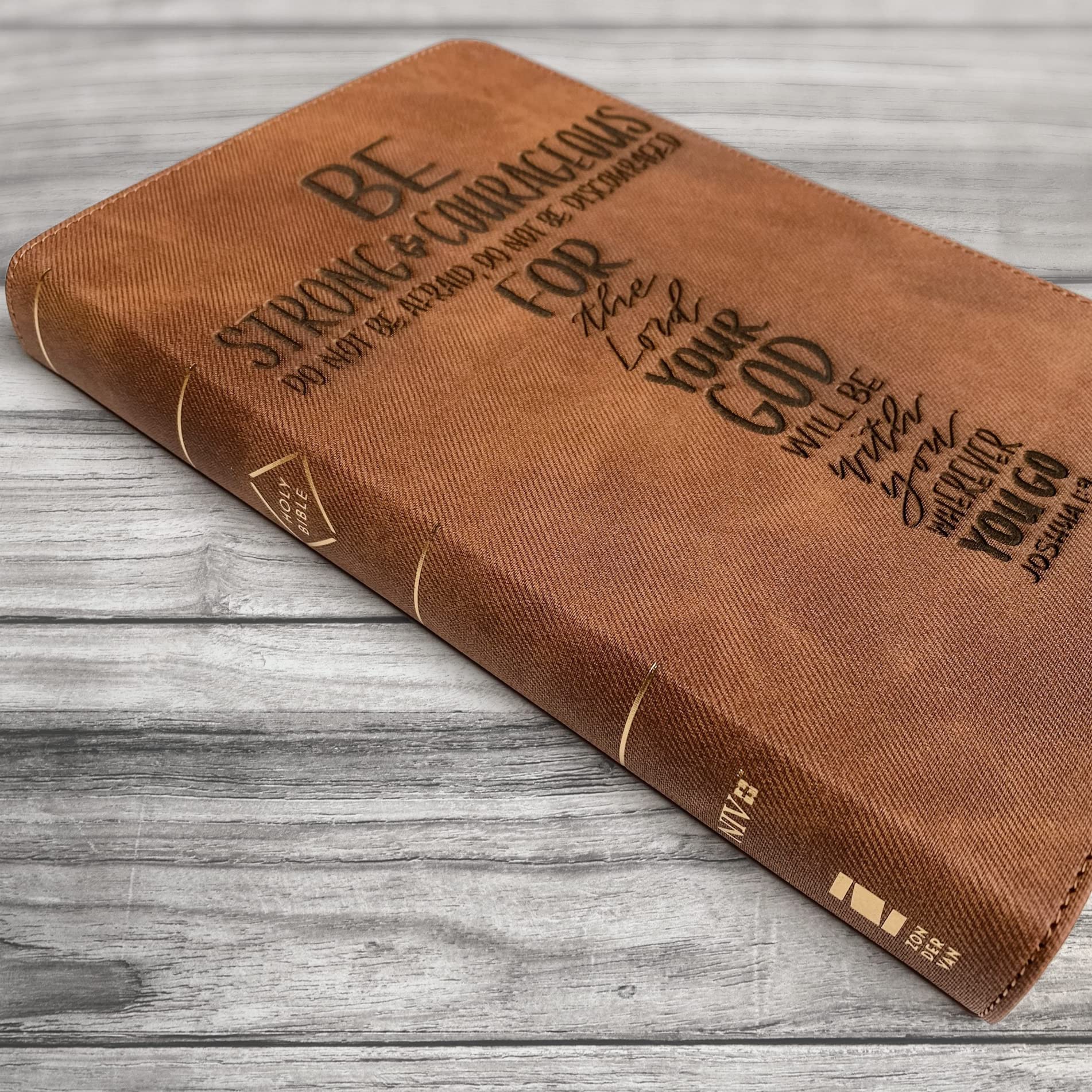 Hand Lettered and Laser Engraved NIV Passaggio Bible, Brown, Custom Name Engraving Available, Personalized Gift for Wedding, Baptism, Graduation or Birthday