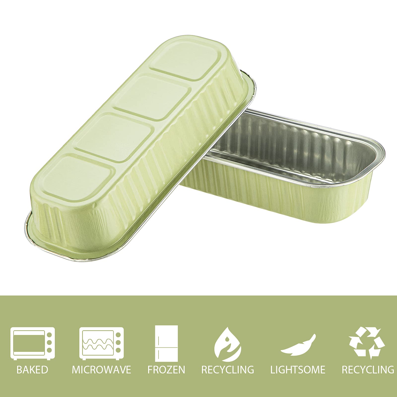 EUSOAR Foil Ramekins with Lids, 50pcs 6.8oz 6.5"x2.5"x1.2" Disposable Aluminum Baking Cups Pan with Lids, Rectangle Cupcake Containers Wrappers,Dessert Cheesecake Creme Brulee Pan