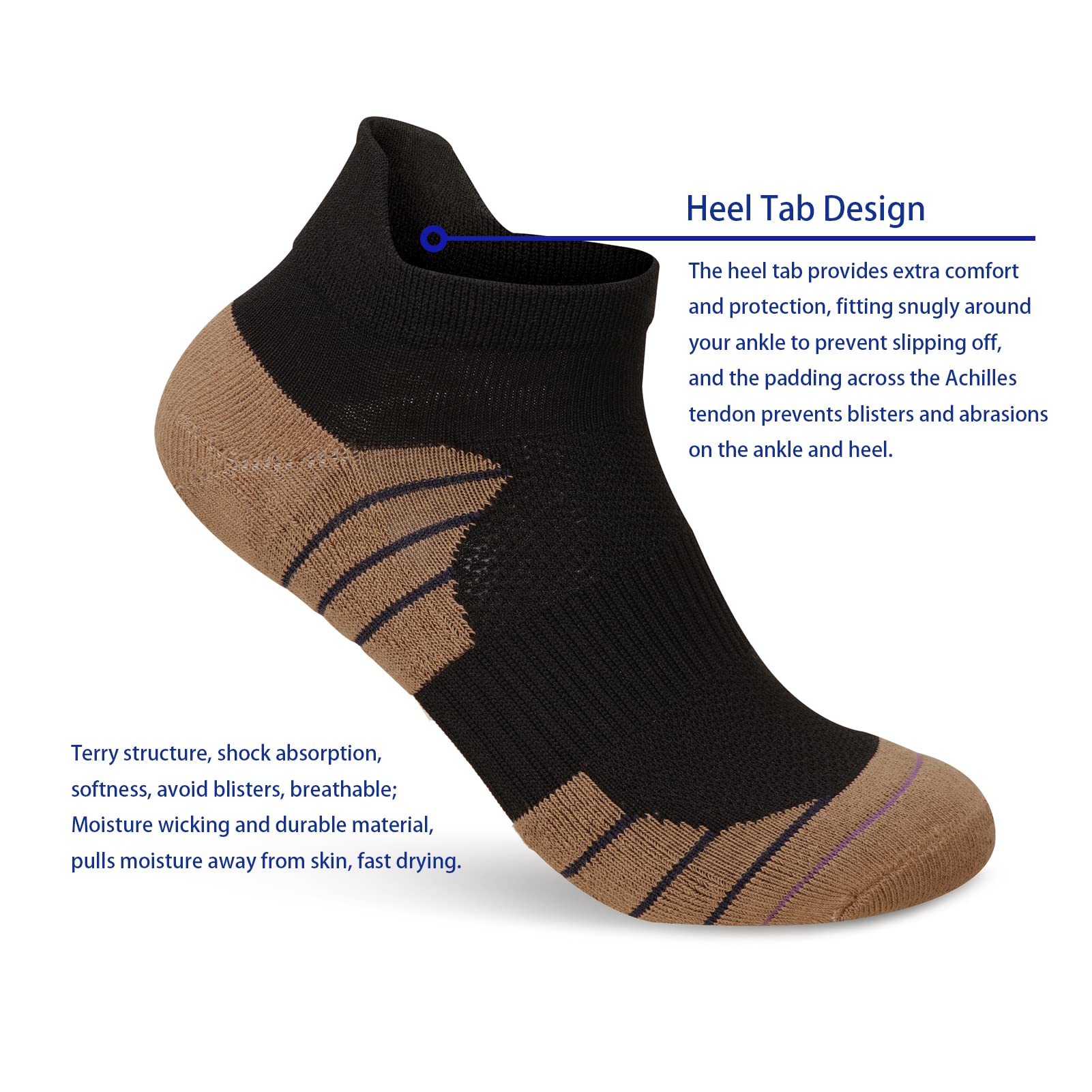 DASZGCB Ankle Compression Sock No Show Sock Cushioned Low Cut Running Athletic Sock's with Ankle Support 8 Pairs