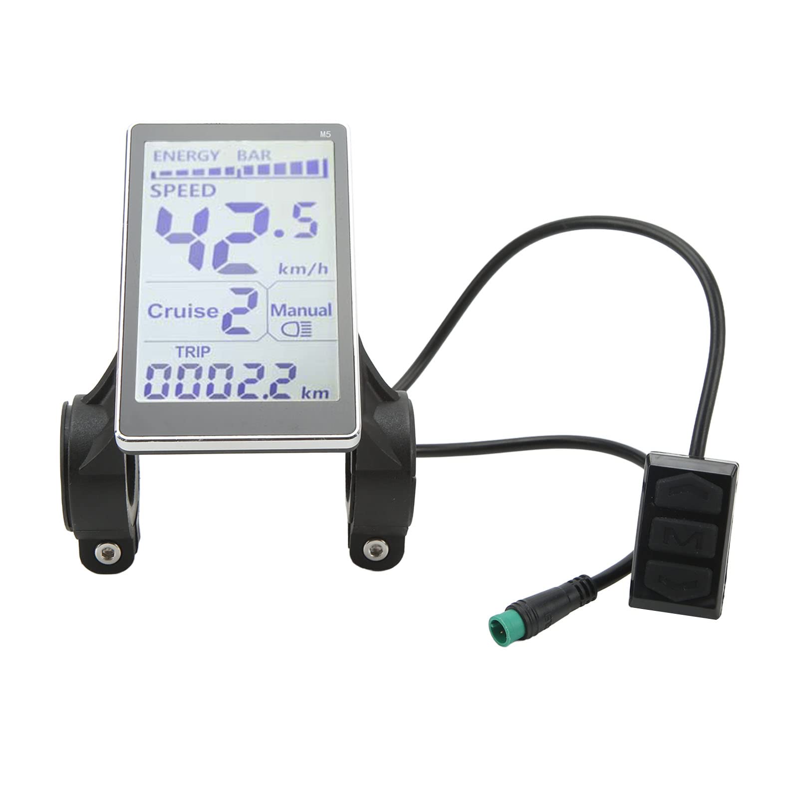 DAUERHAFT M5 LCD Panel Screen, Electric Bike LCD Meter Easy to Install Waterproof 5 Pin for 22.2mm Electric Bikes