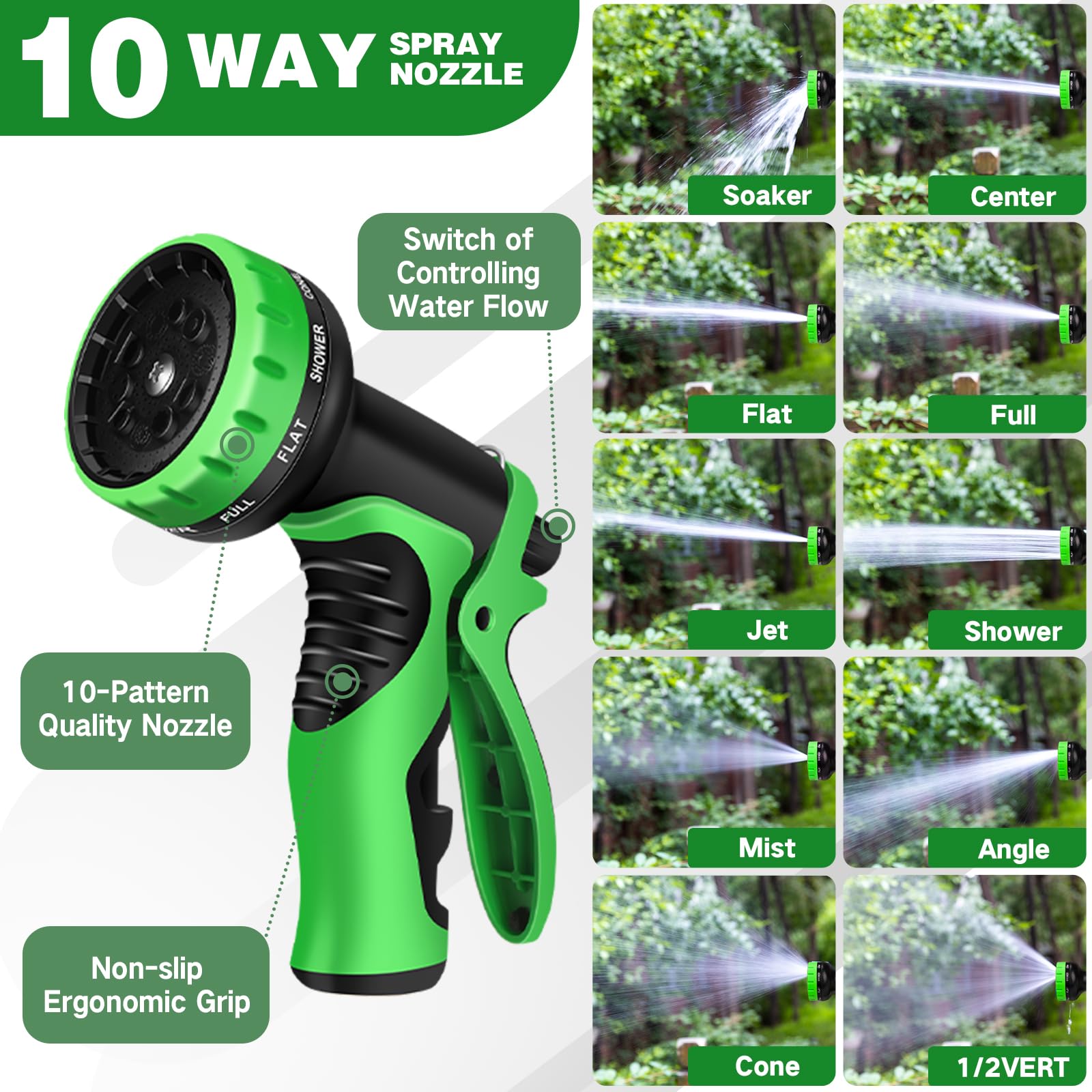 Expandable Garden Hose 100ft Durable Flexible 50 Layers Nano Rubber Lightweight No-Kink Water Pipe 10 Functions Spray Nozzle Water Hose 3/4'' Solid Brass Fittings Easy Storage for Outdoor Yard Black