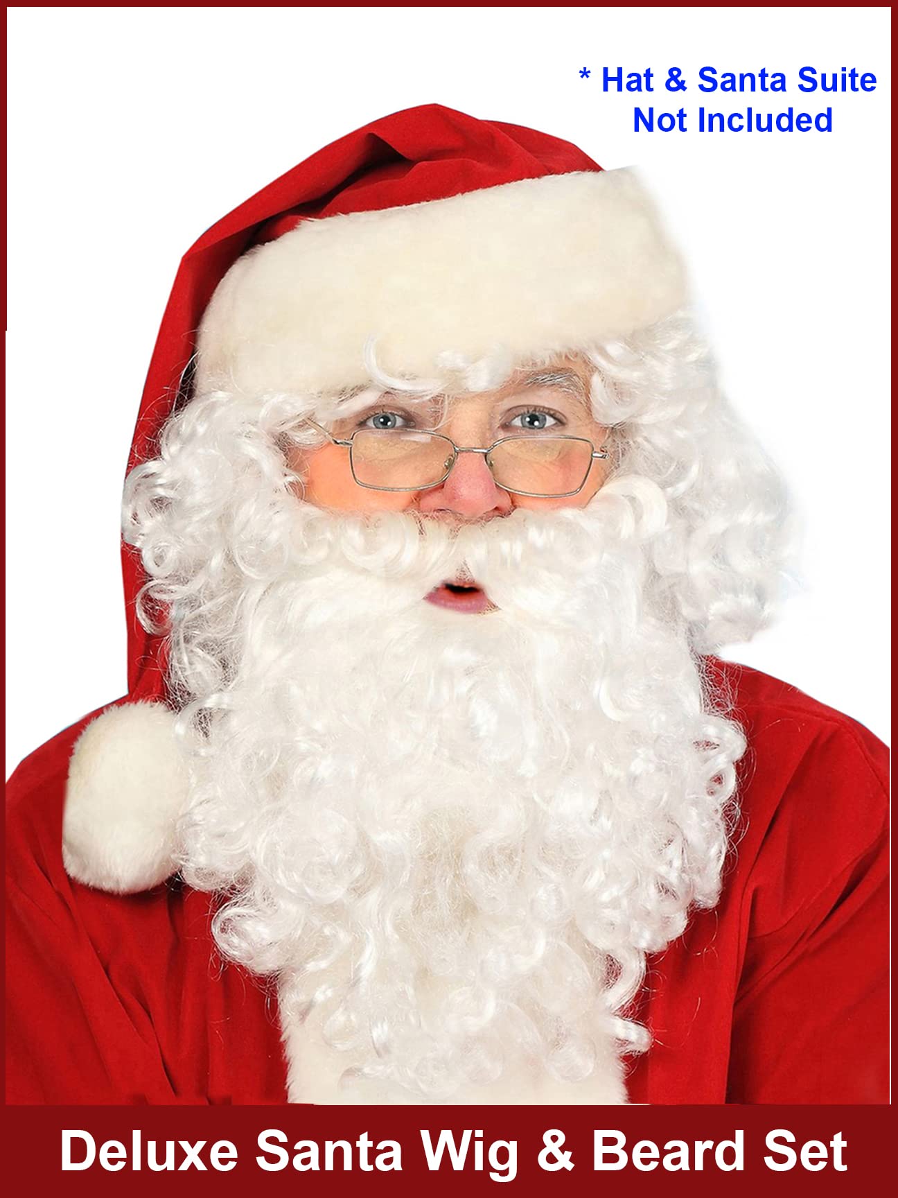 Costume Adventure Deluxe Santa Beard and Wig Set Santa Claus Beard and Wig Santa Clause Beard Set Deluxe Santa Clause Beard and Wig Set - One Size