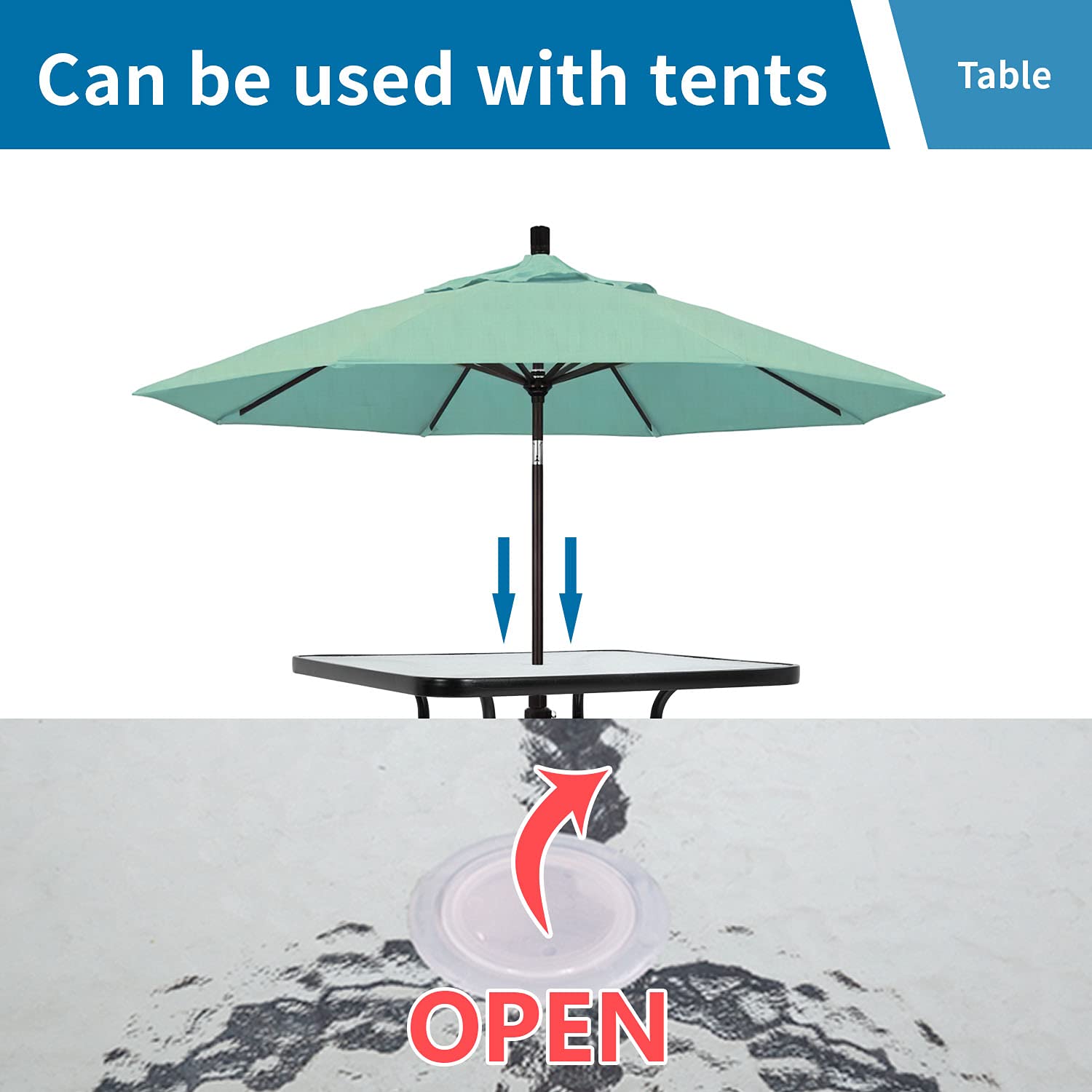 FDW Bistro, Outdoor Dining Square Tempered Glass Patio Table with Umbrella Hole for Lawn Balcony Yard, Black