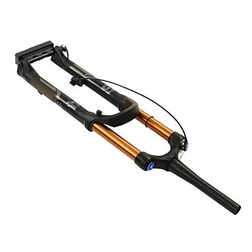 DAUERHAFT Mountain Bike Front Fork, Good Locking Control Aluminum Alloy Bike Suspension Fork 27.5in 175mm Sturdy Stiffness Gold Tapered Steerer for Maintain