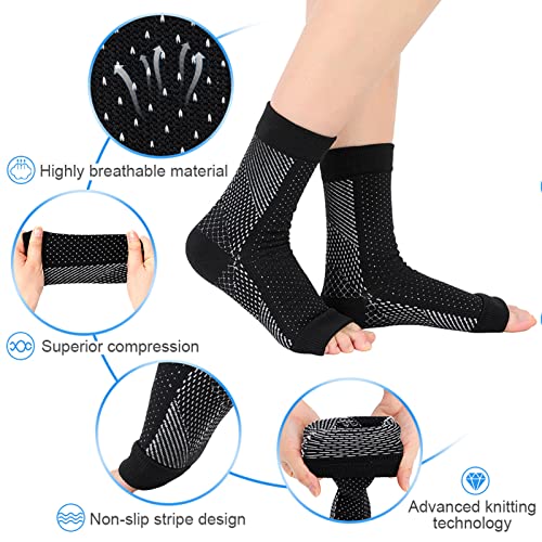 Plantar Fasciitis Support Brace, Night Splint and Compression Socks Kit Orthotics Drop Foot Brace Day and Night with Stretching Straps for Pain Relief