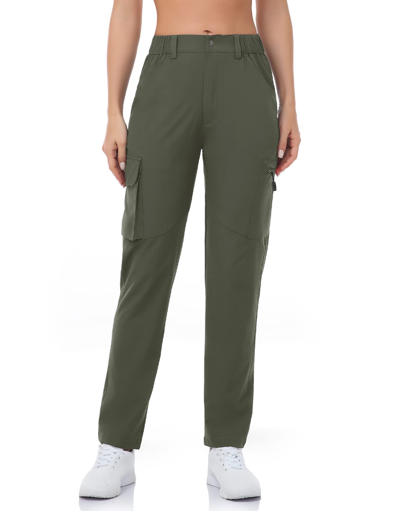 Davena Women's Cargo Hiking Pants with 5 Pockets Quick Dry Water Resistant Outdoor Athletic Pants for Traveling Camping Workout, Gray, XS