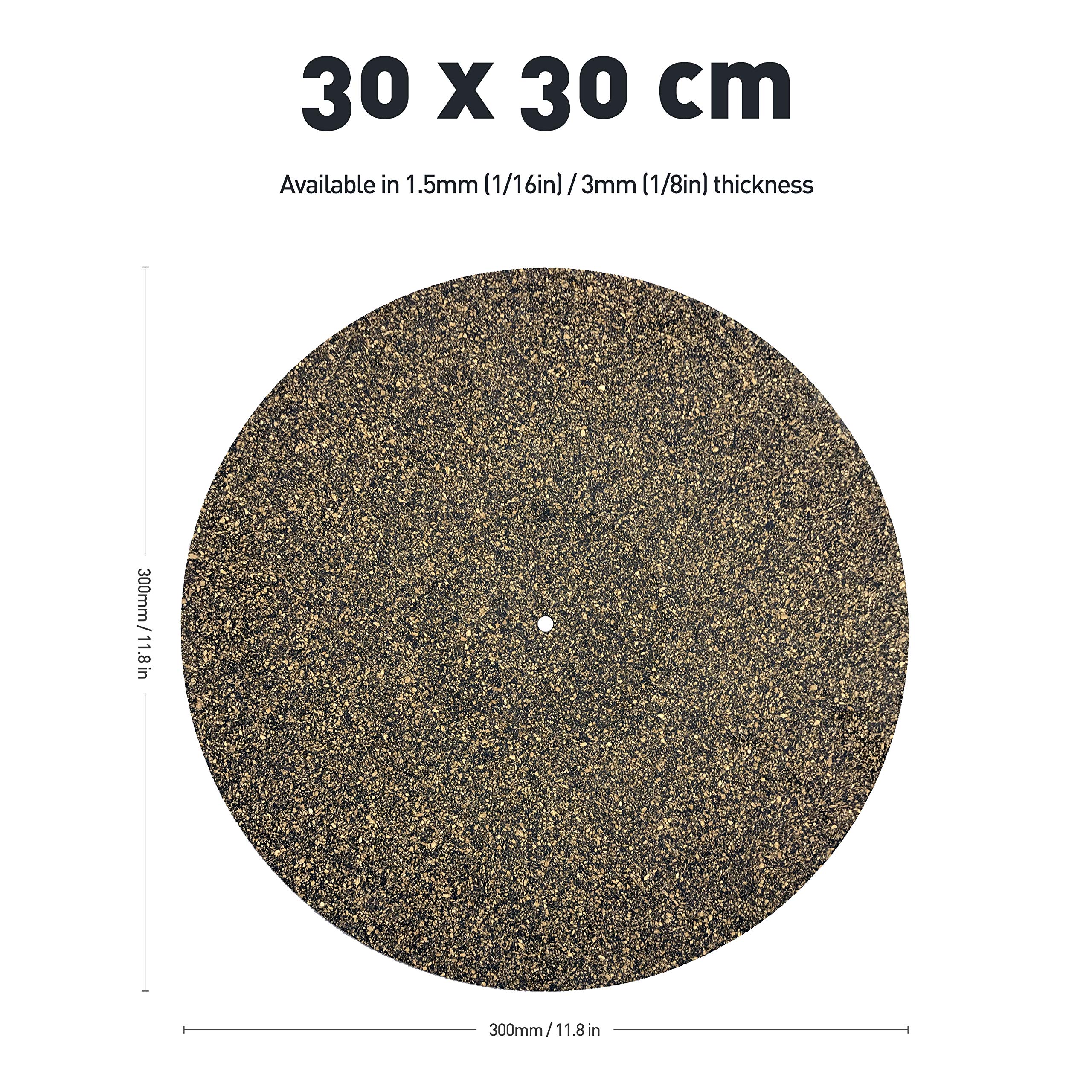 Turntable Mat Slipmat Cork and Rubber (Diameter: 30cm/11.8in Thickness: 3mm 1/16in) Vinyl Record Improve Sound Quality Reduce Vibrations Absorb Resonances DIY Upgrade Platter - Unihom