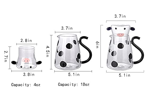 RockTrend Cartoon Cow Clear Glass Bedside Night Water Carafe Set with Tumbler, Pitcher And Cup Night Set