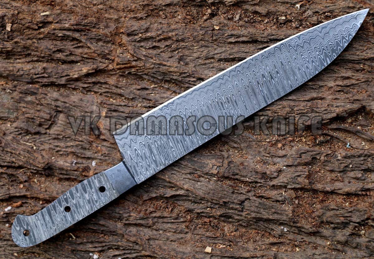 Forged Damascus Steel Chef Knife Blank Blade for Knife Making Diy Japanese Professional Kitchen Knives Blanks 15.00 Inches Jnr2031