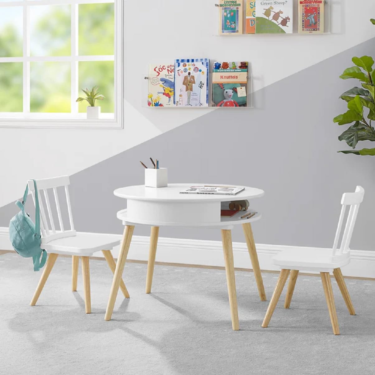 Delta Children Hudson Storage Table and 2-Piece Chair Set White