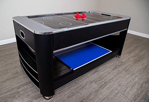 Triple Threat 6-ft 3-in-1 Multi Game Table with Billiards, Air Hockey, and Table Tennis