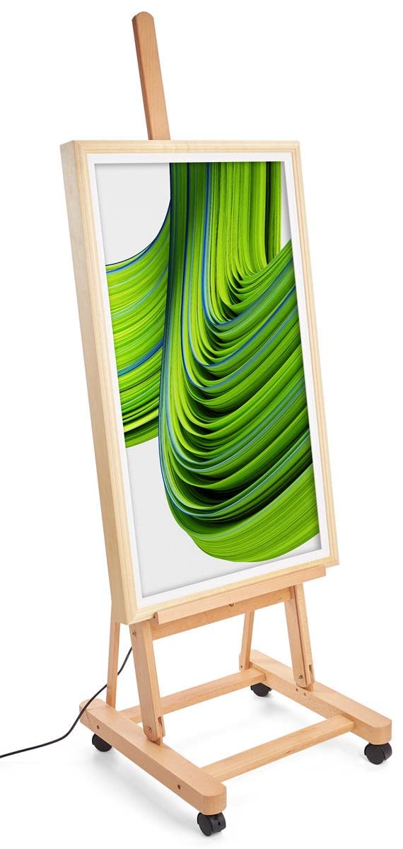 Displays2go 43" Digital LCD Screen with Wooden Stand, WiFi & Bluetooth Connectivity - Oak (DIGCOM43)