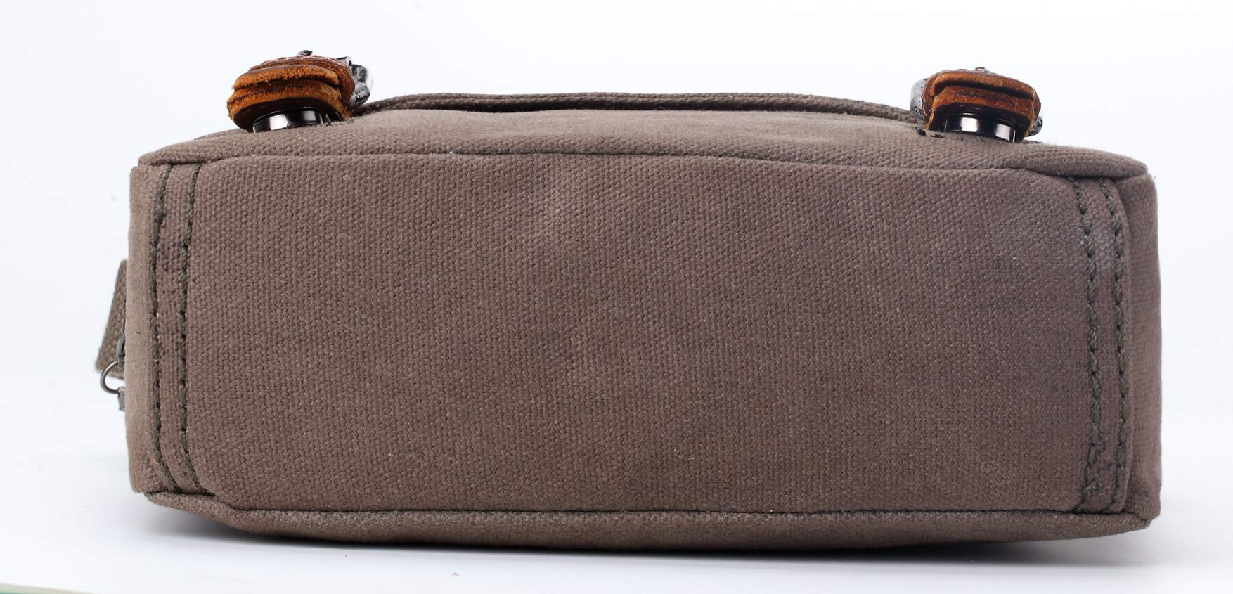 Troop London Heritage Canvas Leather Shoulder Bag, Across Body Bag, Smart Small Travel Bag TRP0428 (Olive)