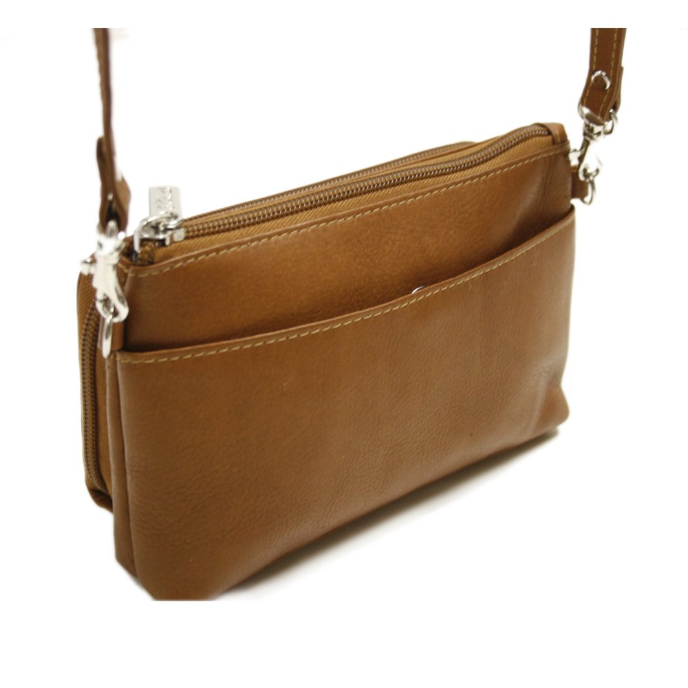 Piel Leather Shoulder Bag Wristlet, Saddle, One Size