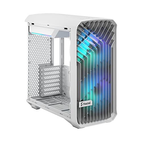 Fractal Design Torrent Compact RGB White - Clear Tint Tempered Glass Side Panel - Open Grille for Maximum air Intake - Two 180mm RGB PWM Fans Included - Type C - ATX Airflow Mid Tower PC Gaming Case