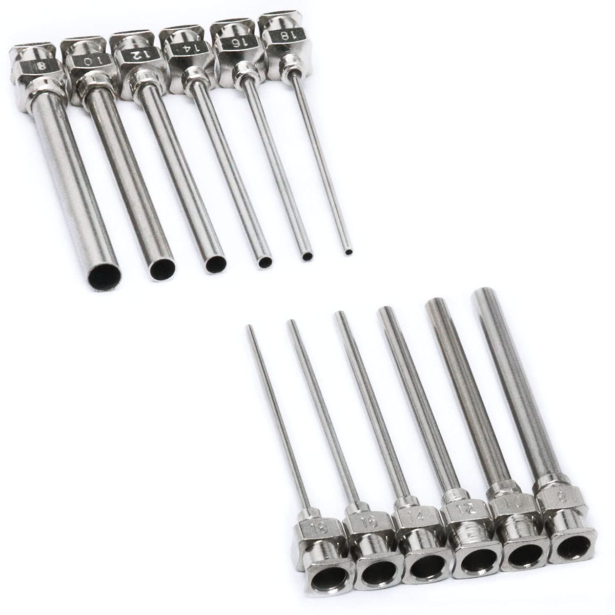 ITROLLE Dispensing Needle Set 12PCS 1.97inch/50mm Stainless Steel Syringe Dispensing Blunt Tip Luer Lock (8, 10, 12, 14, 16, 18 Gauge)