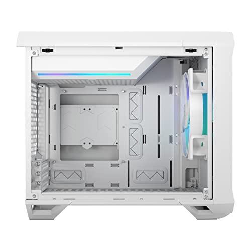 Fractal Design Torrent Nano RGB White - Clear Tint Tempered Glass Side Panel - Open Grille for Maximum air Intake - 180mm RGB PWM Fan Included - Type C - mITX Airflow Mini Tower PC Gaming Case