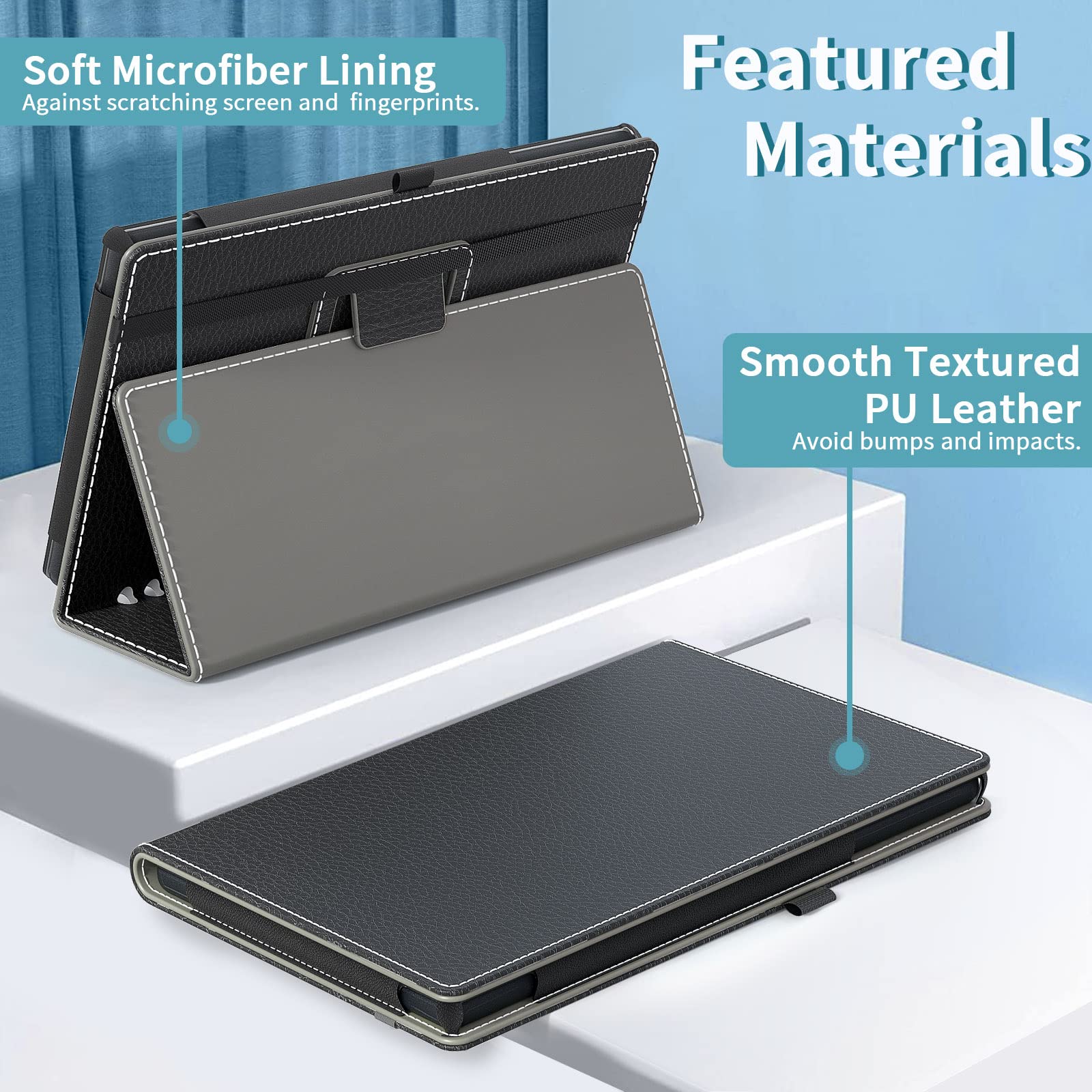 COOWPS Case for Amazon Kindle Fire HD 8 Tablet 8"(12th/10th Generation, 2022/2020 Release) & HD 8 Plus Tablet - Slim Folding Stand Cover with Auto Wake/Sleep and Hand Strap