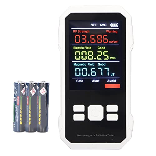 Handheld Radiation Detector, Digital Geiger Counter Dosimeter RF Radiation Monitor Electromagnetic Radiation Tester with Battery Handheld Radiation Meter for Home, Office, Factory (White)