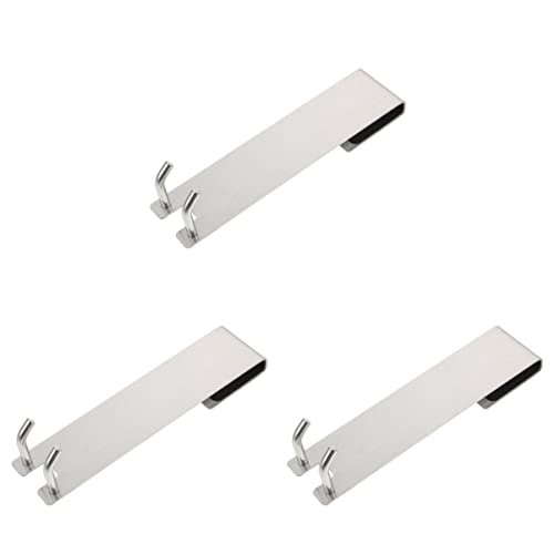 DOITOOL 3pcs Hanger Punch Glass Hook Clothing Frameless Hangers Extended Hats Free Stainless Steel Squeegee Hanging The Bedroom Robe Back Bathroom Storage Home Clo Universal Hooks Silver