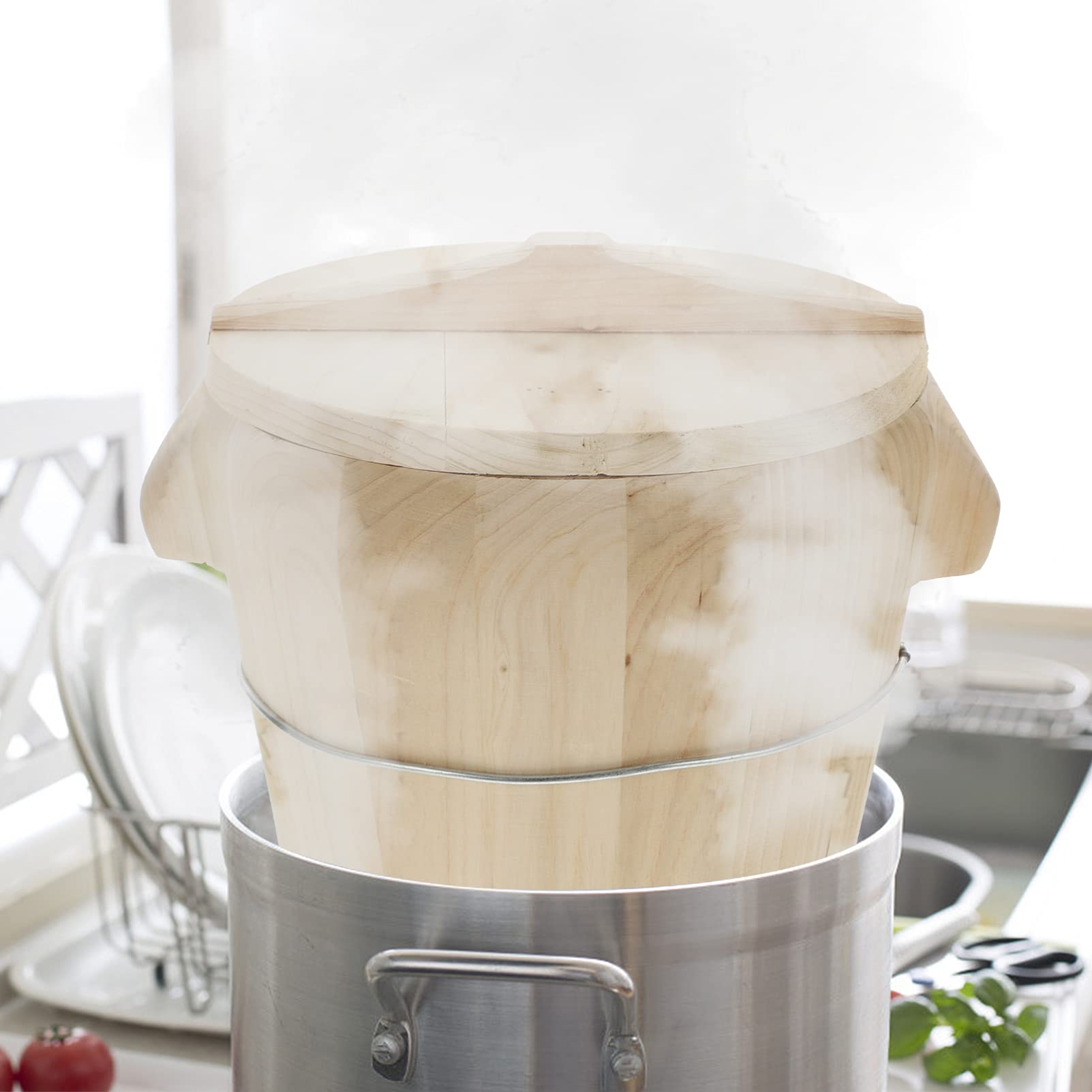 DOITOOL Veggie Steamer 1pc Steam Bucket Wood Household Dumpling Pot Rice Steamer Baskets