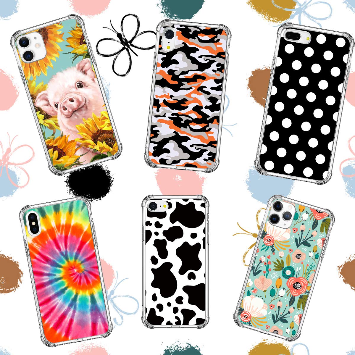 Cow Phone Case for iPhone 11,11 Pro,11 Pro Max, iPhone X, XR, iPhone 7/8,7/8 Plus, Flexible TPU Shockproof Protection Basic Case Cover