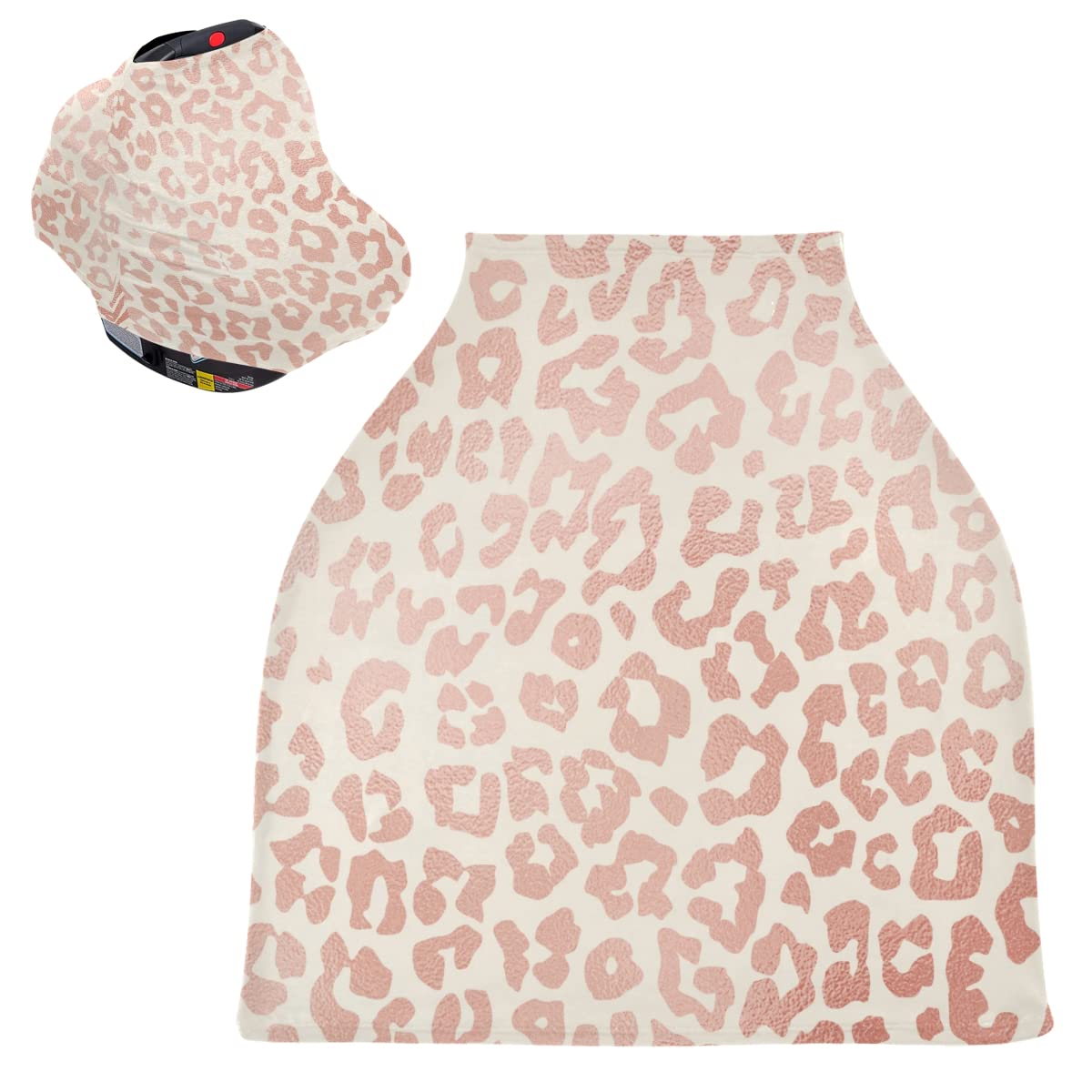 Nursing Cover Breastfeeding Soft Carseat Canopy Cute Rose Gold Leopard Print Cheetah Multi Use for Baby Car Seat Covers Canopy Shopping Cart Cover Scarf Light Blanket Stroller Cover