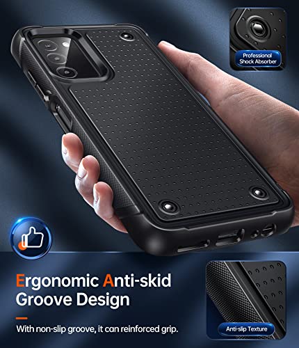LeYi for Samsung Galaxy-A03S Phone Case: Samsung AO3S Phone Case with [2 Pack] Tempered Glass Screen Protectors, Dual Layer Hard PC Textured Back Soft Bumper Case for Samsung A03S (Not Fit A03), Black