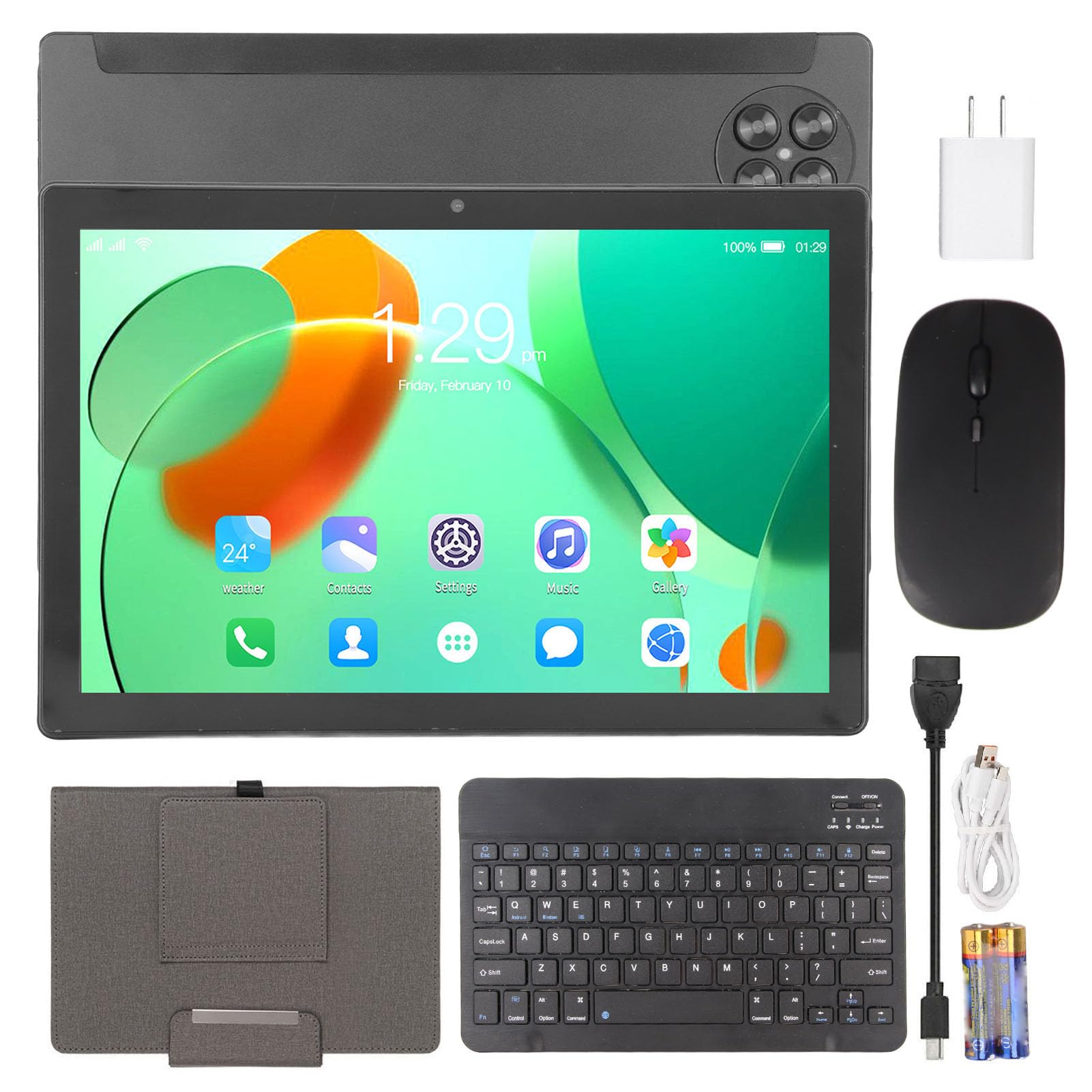 DAUZ 10.1 Inch Tablet, 5.0 8GB 256GB 2 in 1 Portable Tablet 5G WiFi 100β240V for Travel for Android 12.0 (US Plug)