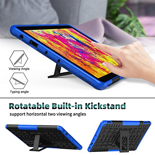 ROISKIN Dual Layer Heavy Duty Shockproof Impact Resistance Drop Proof Military Grade Kids Case with Kickstand for Fire HD 10 & HD10 Plus Case 11th Generation 2021, Not fit Lenovo Samsung case,Blue