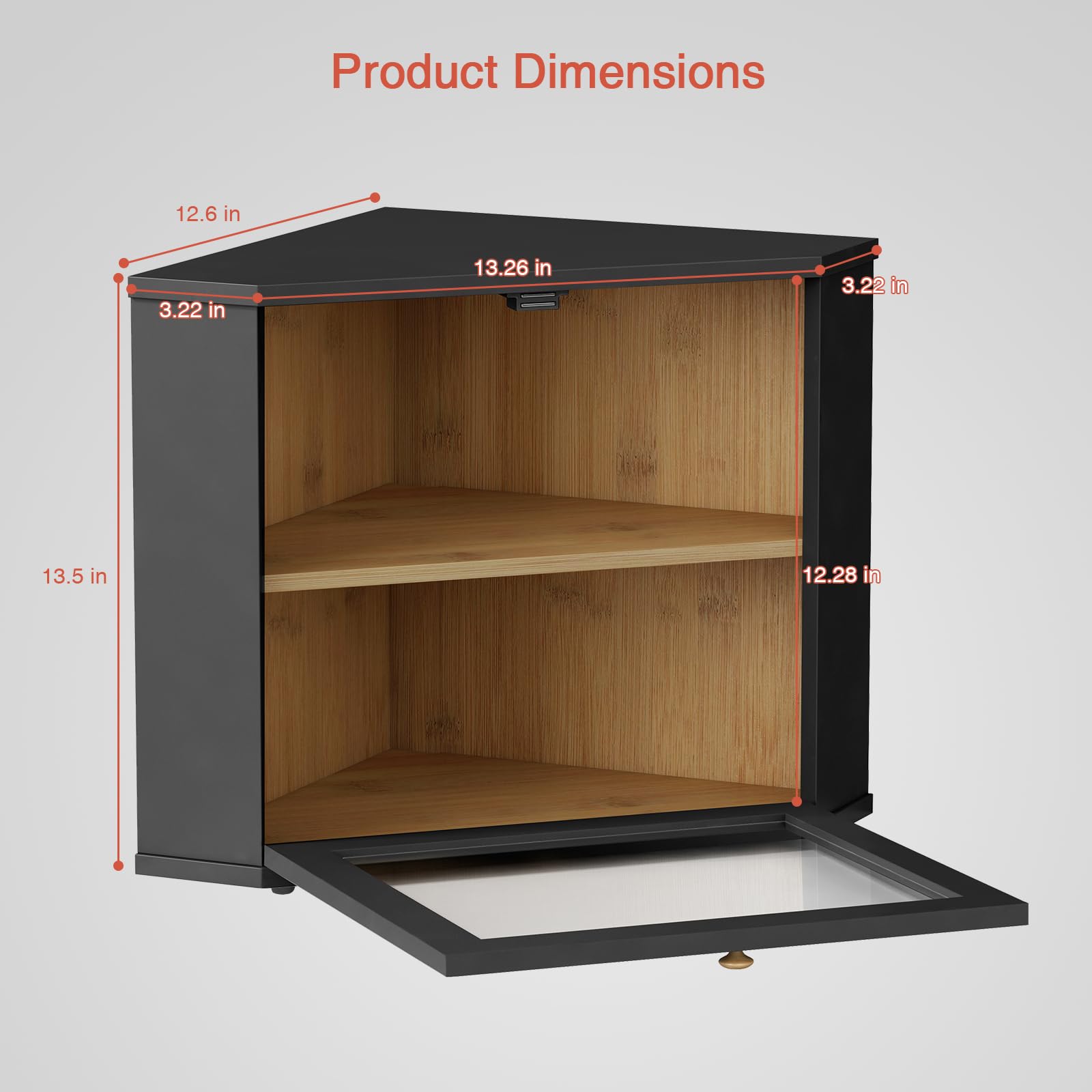 Goozii Corner Bread Box for Kitchen Countertop, Black Bread Storage Container for Homemade Bread, Two Layer Breadbox under Cabinet Mount, Large Bread Holder for Kitchen Counter, Panry Shelf