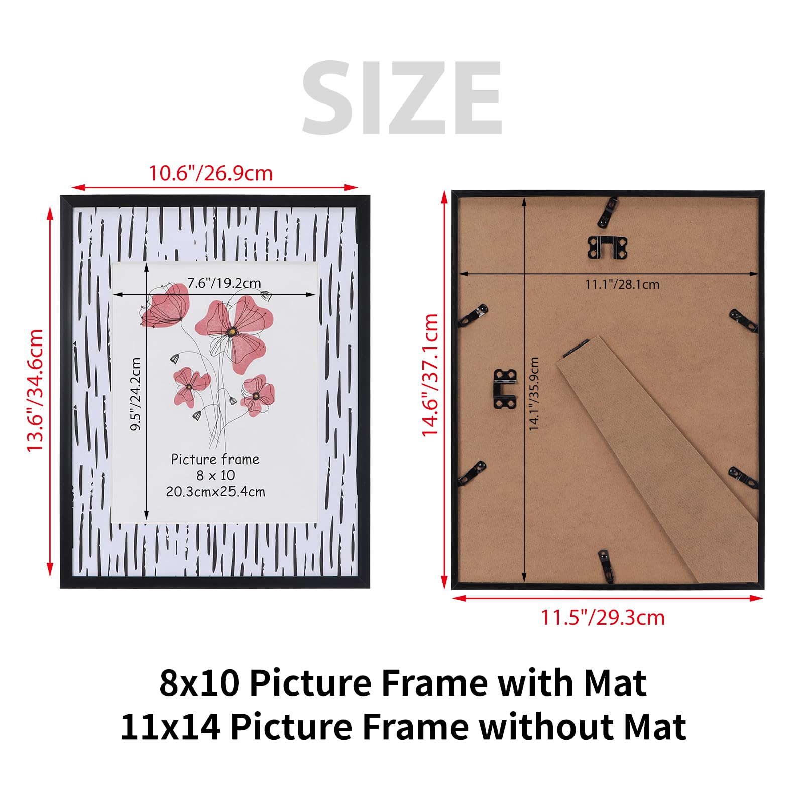 Calenzana Black 11x14 Picture Frame for Wall and Tabletop set of 3, 8x10 Picture Frame with Mat for Bedroom Living Room Study Office Decor