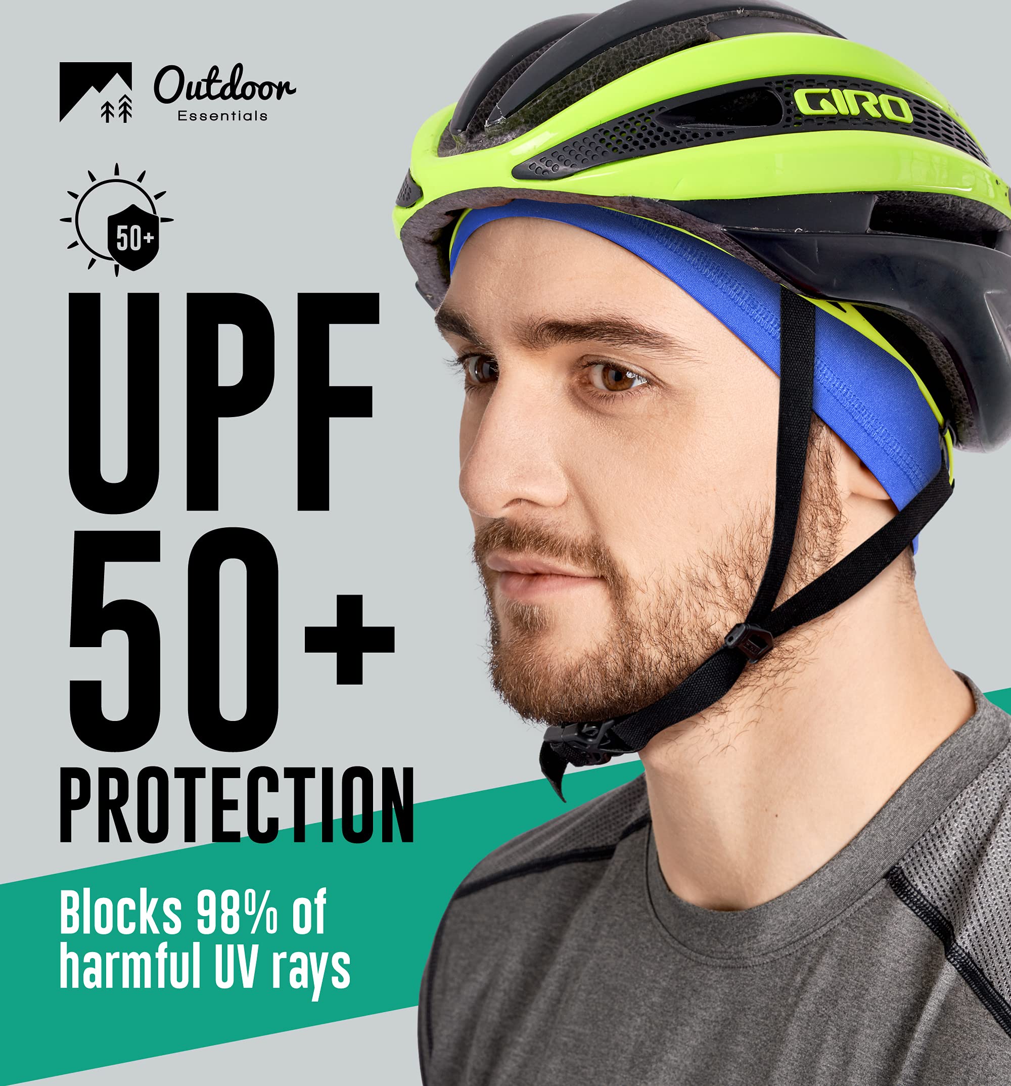 Cooling Skull Cap Helmet Liner for Men - Sweat Wicking Bike, Cycling, Bicycle Head Cap Beanie - Motorcycle & Hard Hat Liners Blue