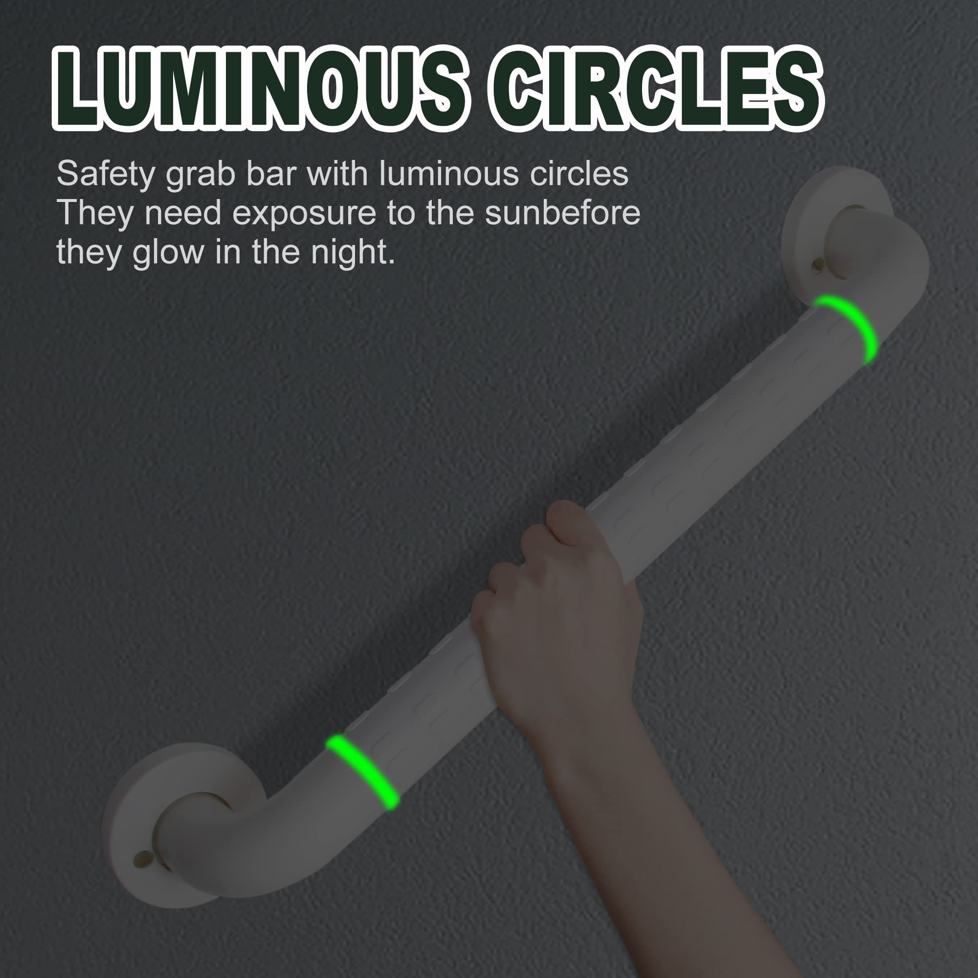 Handicap grab bars for shower ,elderly wall mount bathro safety , handle Bath Grab anti slip grip Heavy Duty (White11.8in)