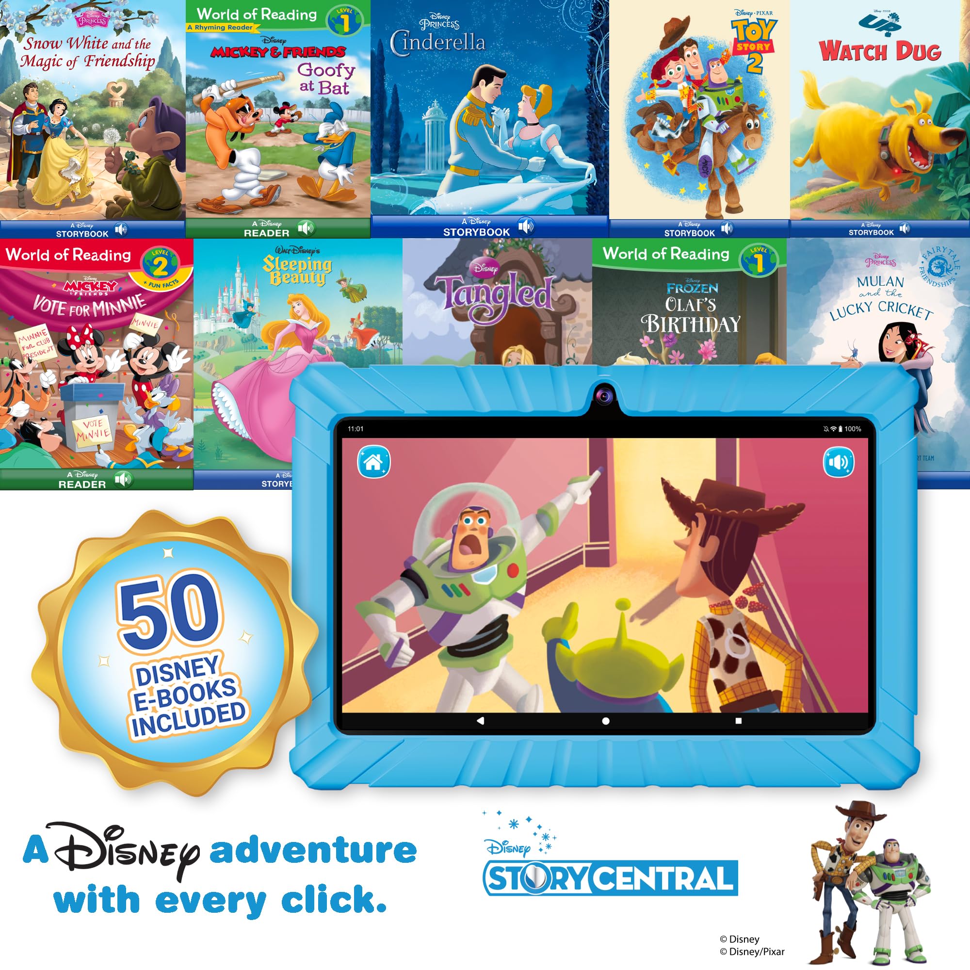 Contixo Kids Tablet, V8 Tablet for Kids and Tablet Sleeve Bag Bundle, 7” Toddler Tablet, 2GB+32GB Android 11 Tablet with Case, Learning Games Included, Parental Control Family Link - Blue