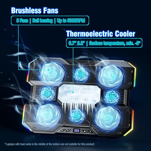 Cooling Pad for Gaming Laptop with Thermoelectric Cooler,8 Fans Powerful Laptop Cooler (Thermoelectric Cooler and 8 Fans)