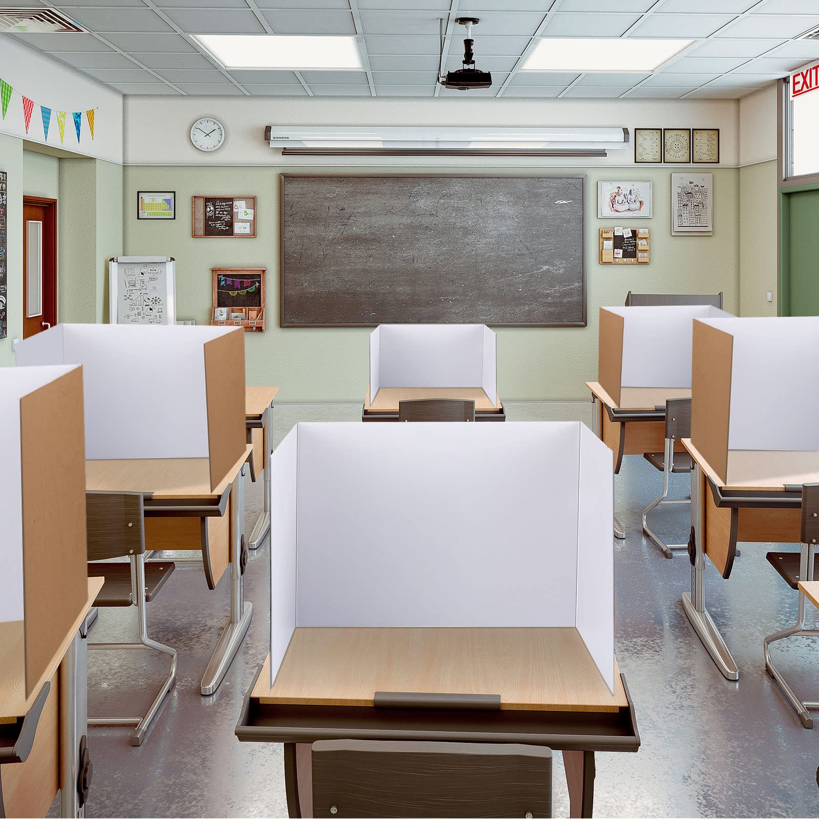 Desk Dividers Privacy Boards for Student Classroom Privacy Folders Thick Cardboard Trifold Poster Board 22.5 x 18 x 12.75'' Table Desk Privacy Panel Screen Partition School Office (24 Pcs)