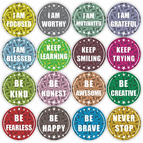 Motivational Floor Wall Decals - (Pack of 40) 4" Large Classroom Line Up Spots Positive Sayings Markers Sensory Pathway Inspirational Quote Decor Stickers