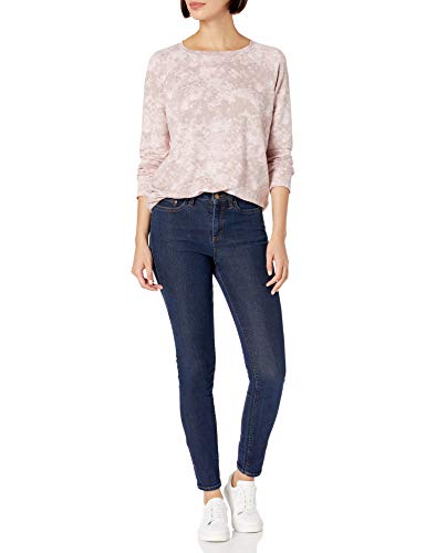 Daily Ritual Women's Tie Dye High-Low Sweatshirt, Pink Watercolor Tie Dye, X-Large