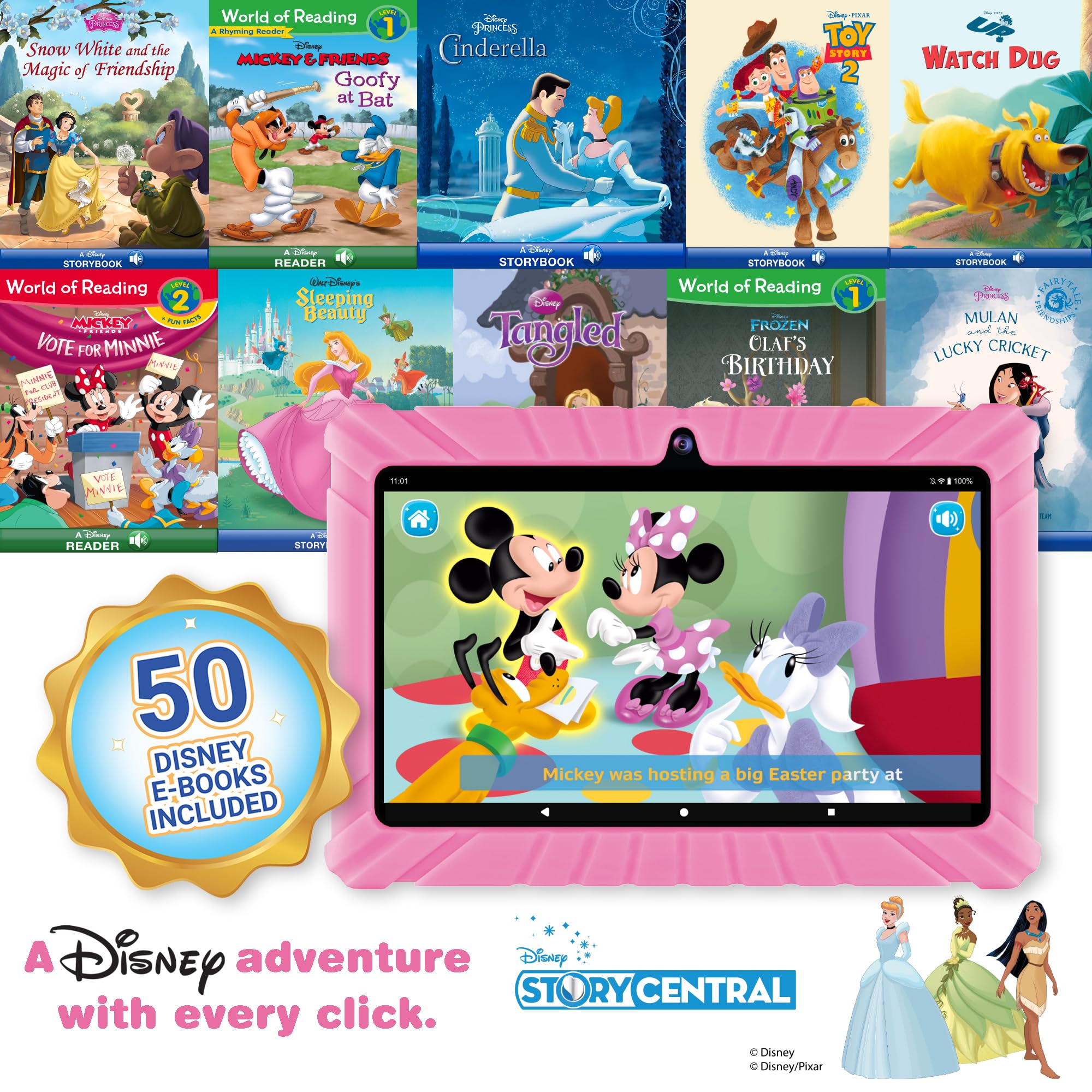 Contixo Kids Tablet - V8 7" Toddler Tablet, Ages 3-7, Android 11 Tablet for Kids, Disney Edition Pre-Installed, Parental Control, WiFi, Teacher Approved Learning Tablet for Boys Girls (Pink)